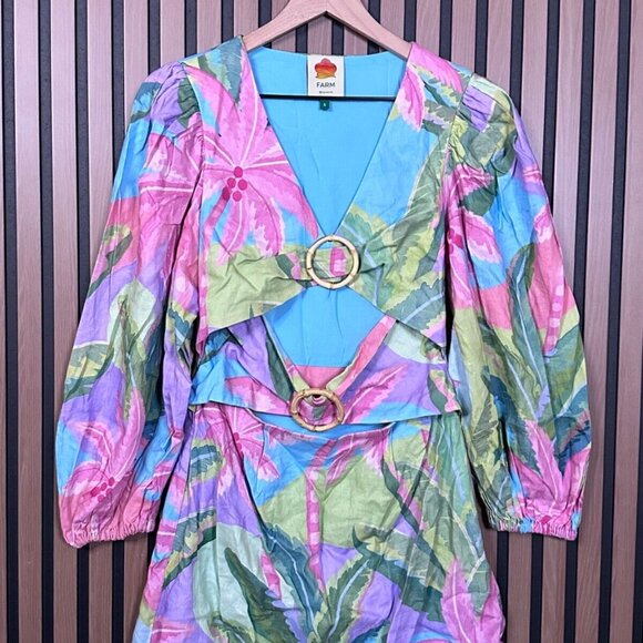 FARM Rio | Dresses | Farm Rio Mini Dress Small Womens Leopard Forest ...